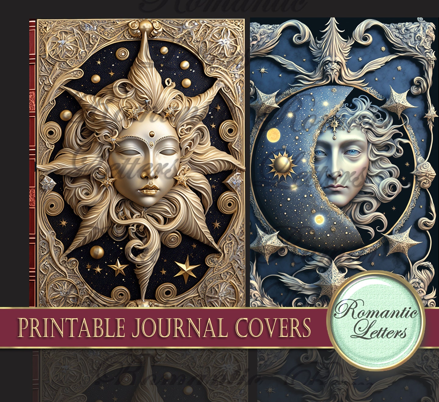Printable Journal Covers Celestial Digital Scrapbooking - Etsy