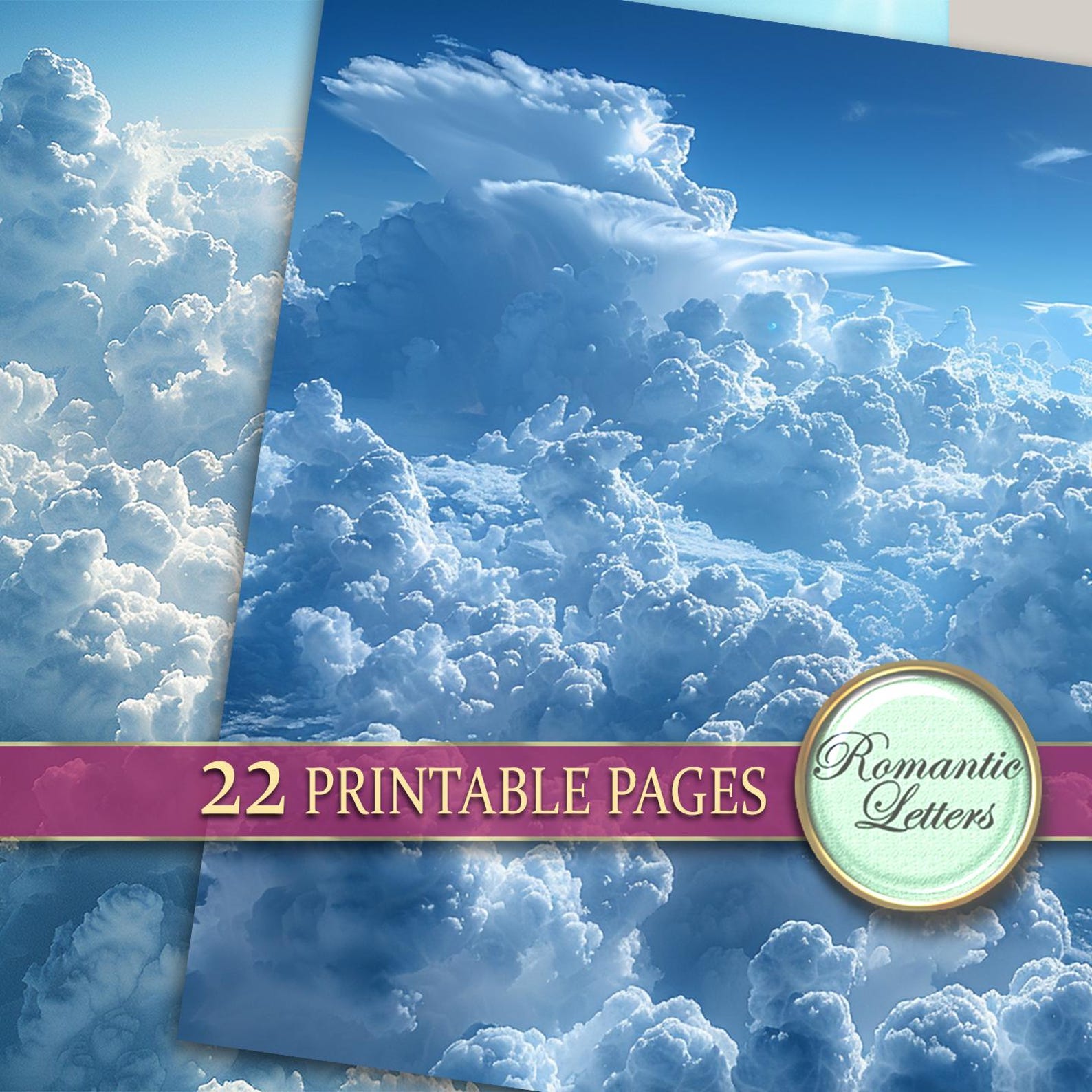 Sky Clouds Digital Paper Scrapbook Background Newborn Digital Photo ...