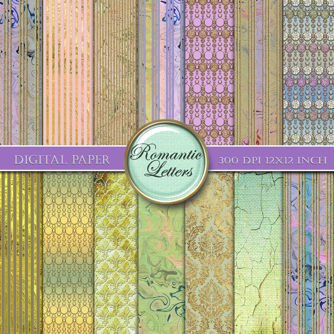 Gold Digital Scrapbooking Paper Pack Digital Gold Paper Printable ...