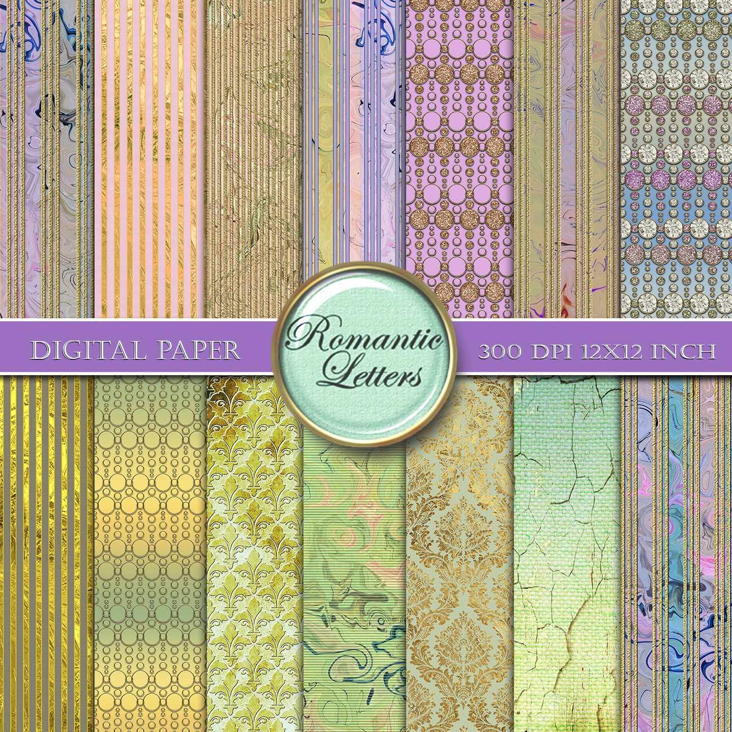 Gold Digital Scrapbooking Paper Pack digital gold paper | Etsy