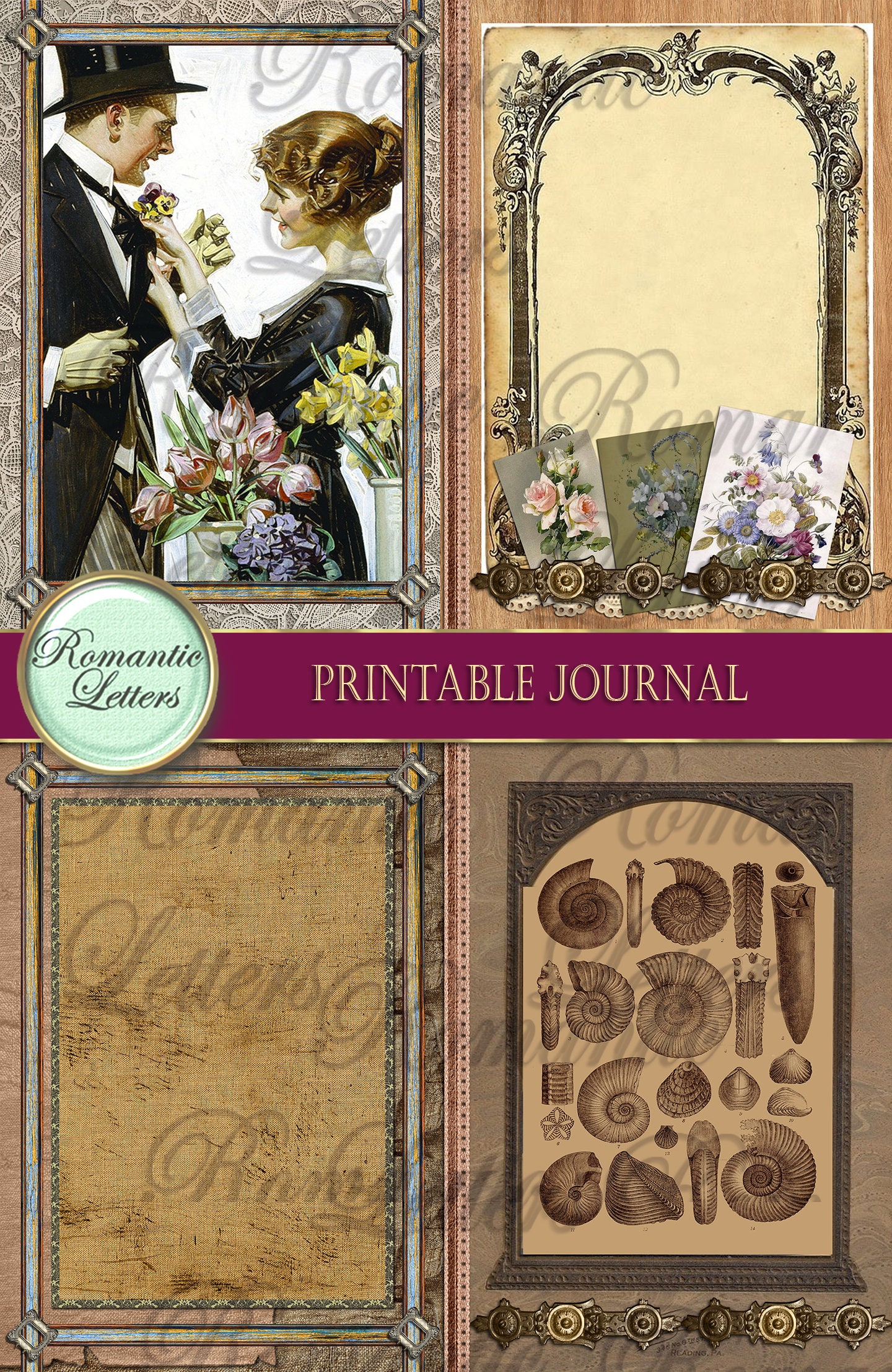 Printable Junk journal kit vintage digital scrapbooking | Etsy