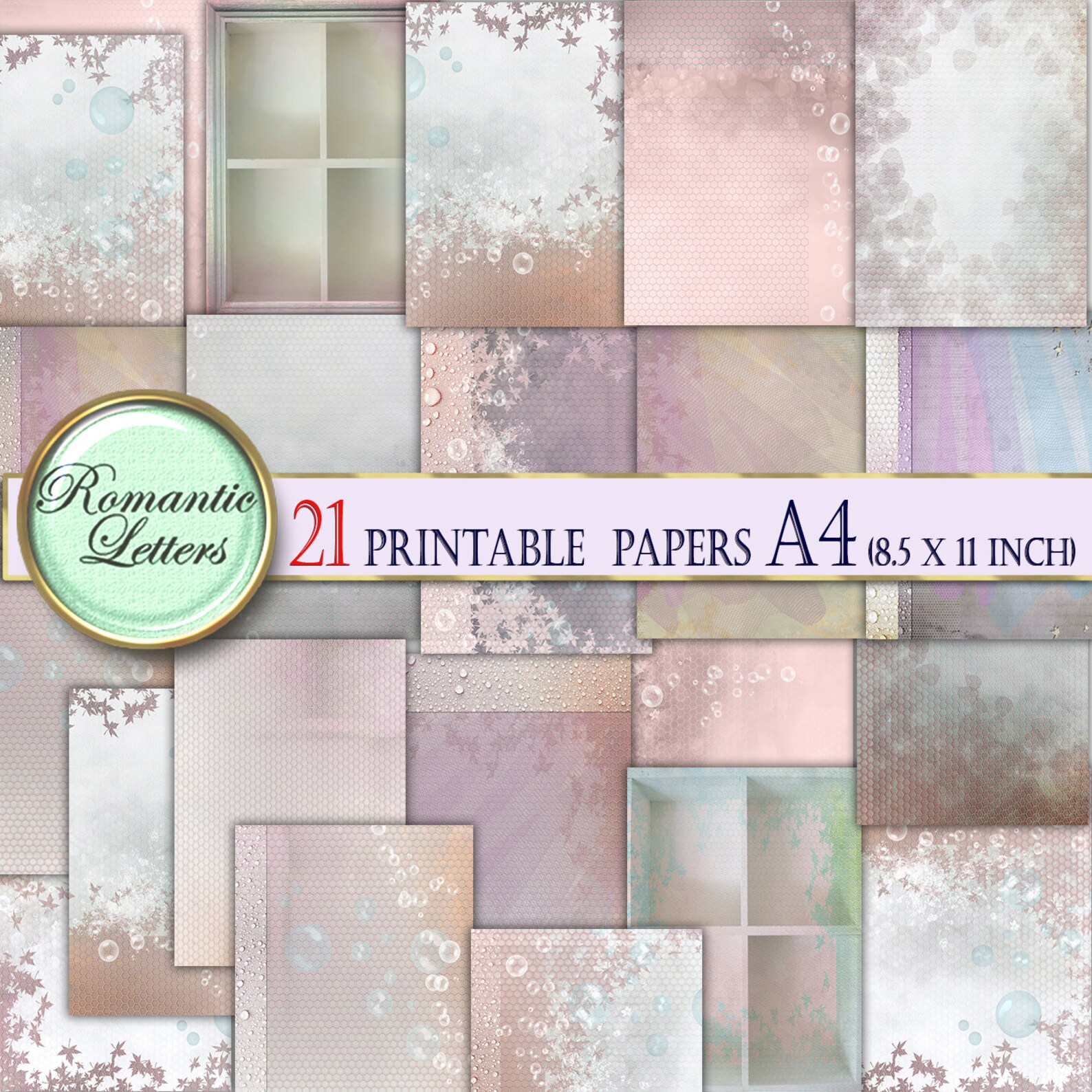 Pink Water Printable Scrapbook Paper A4 Printable Junk Journal - Etsy