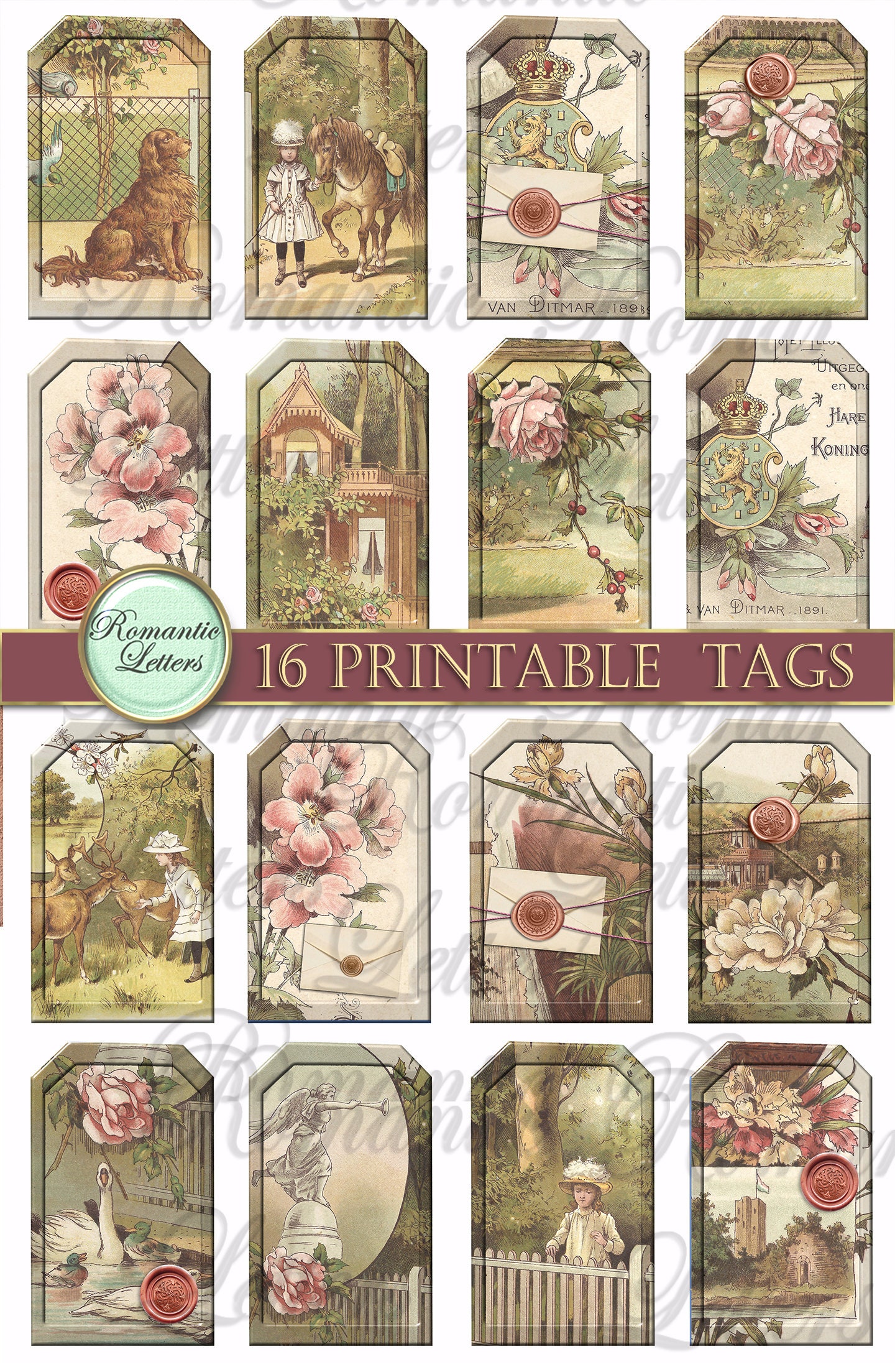 Printable Journal Tags Old Bookmarks Victorian Paper Antique Book ...