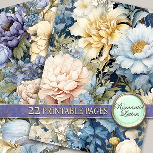 Floral Digital Scrapbook Paper Pack Shabby Chic Flower Digital ...