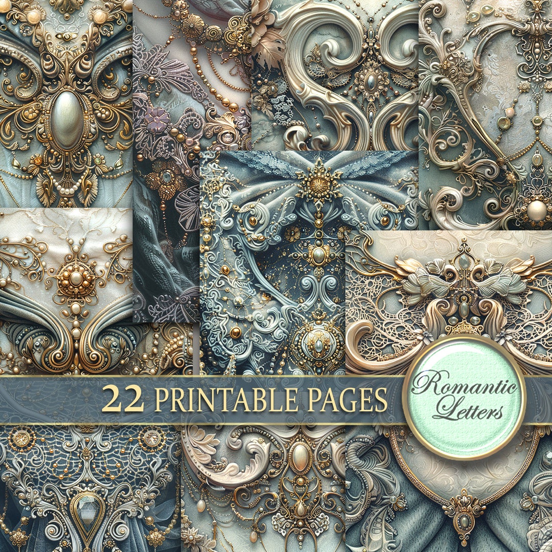 Digital Printable Scrapbook Paper Pack Shabby Chic Wedding Album Luxury ...