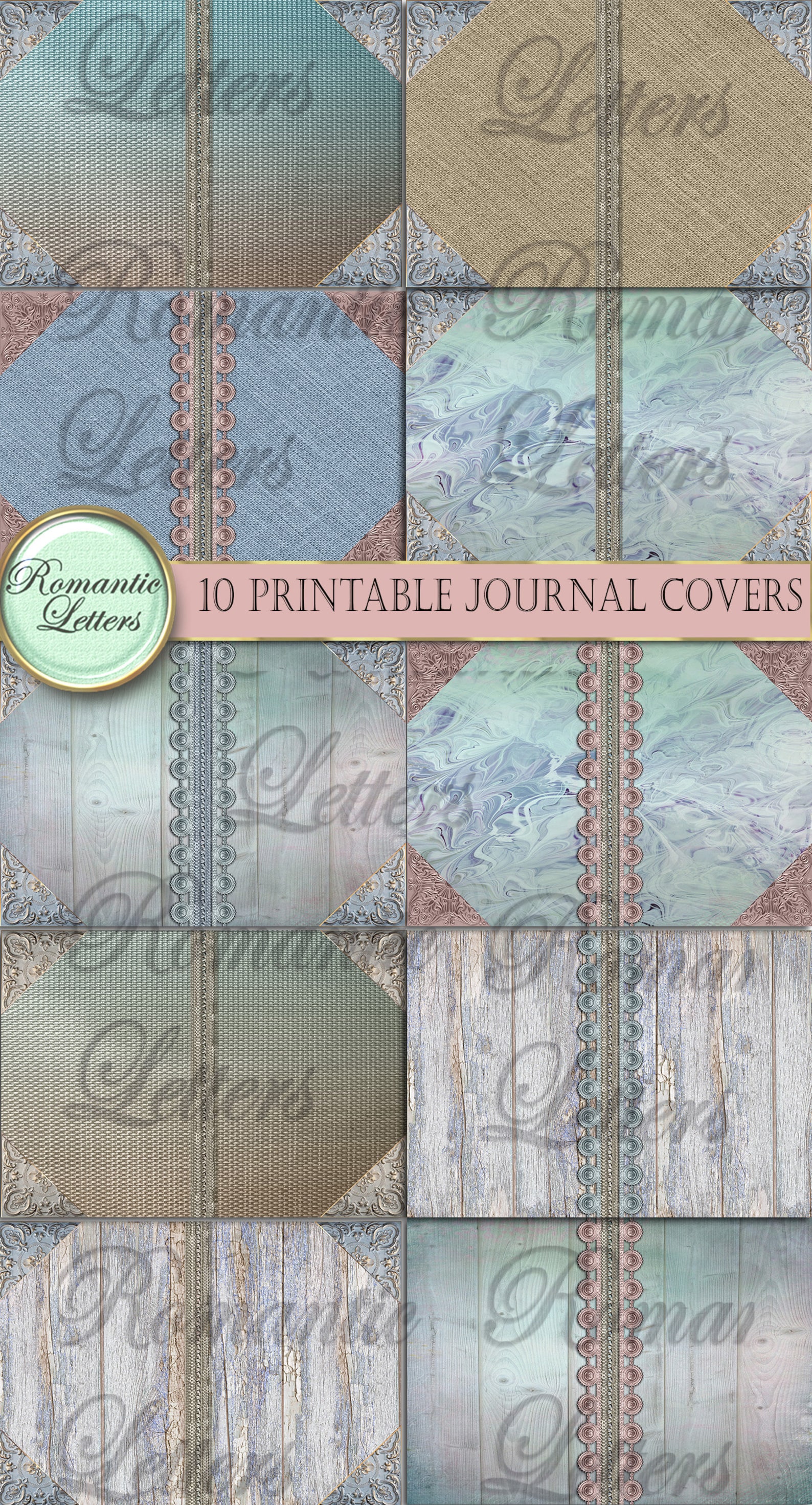 Printable Junk Journal Covers Kit Digital Scrapbook Cover Digital ...
