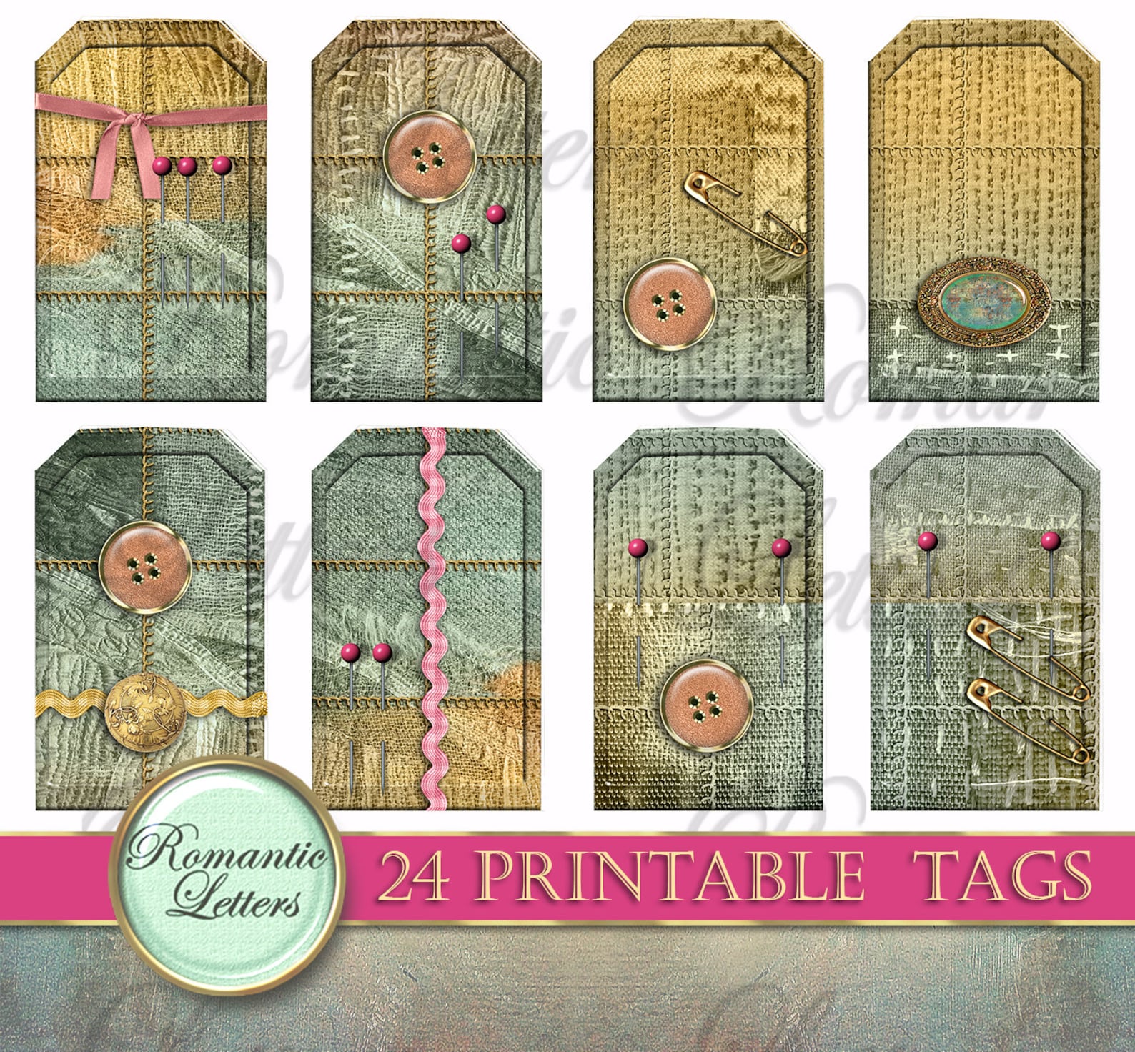 Printable Scrapbook Tags Printable Gift Tags Vintage Printable Bookmark ...