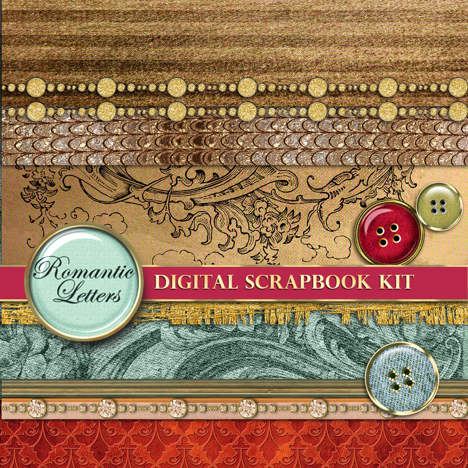 Christmas Digital Scrapbooking Kit Digital Clip Art Alphabet Printable ...