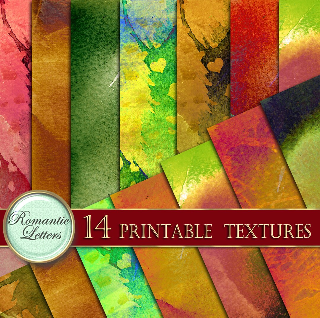 Autumn Watercolor Digital Scrapbook Paper Bright Color Digital ...