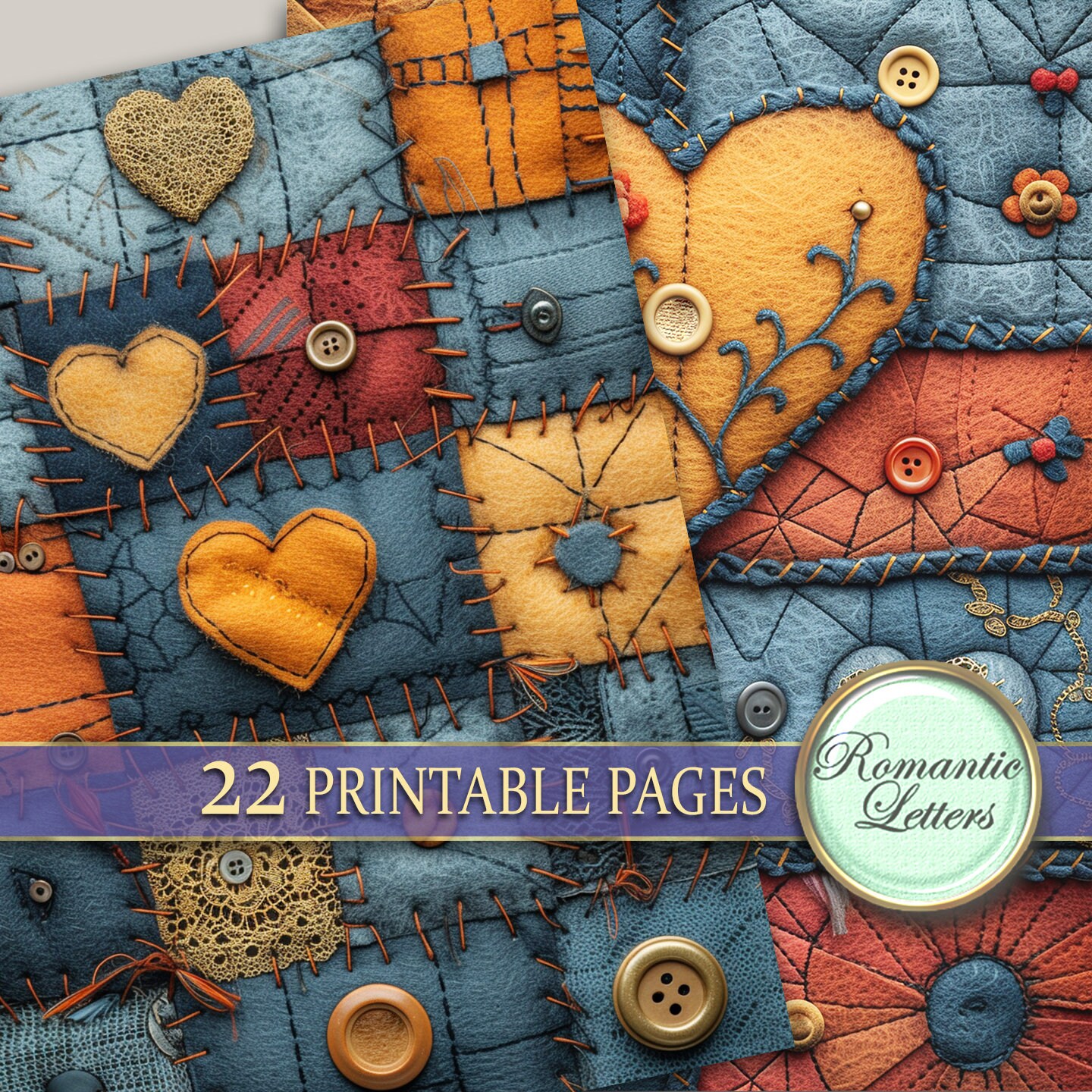 Patchwork Digital Printable Scrapbook Paper Pack Junk Journal Paper ...