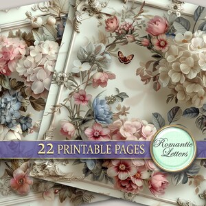 Shabby Chic Wedding Album Digital Scrapbooking Paper Pack Floral ...
