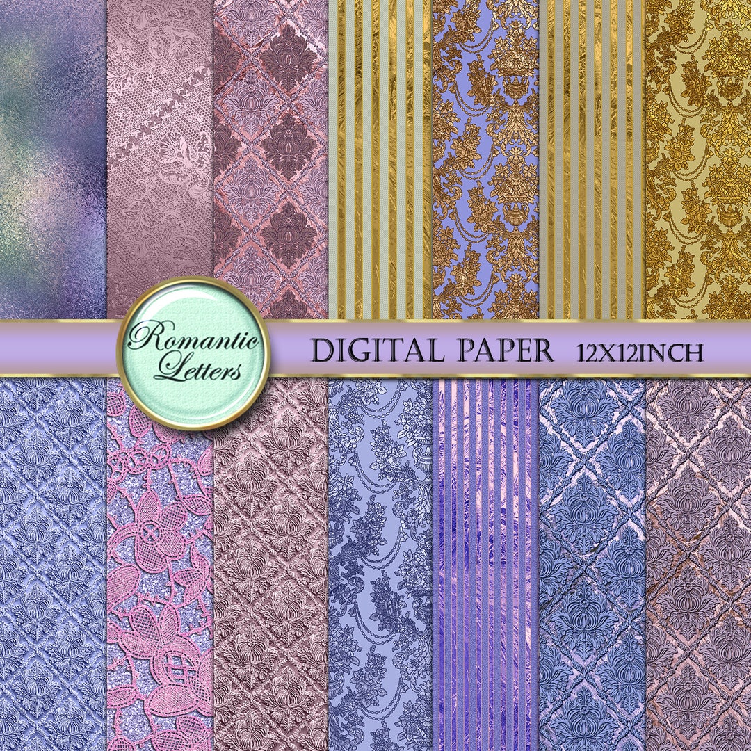 Digital Paper Gold Damask Digital Paper Pack Gold Scrapbooking Digital ...