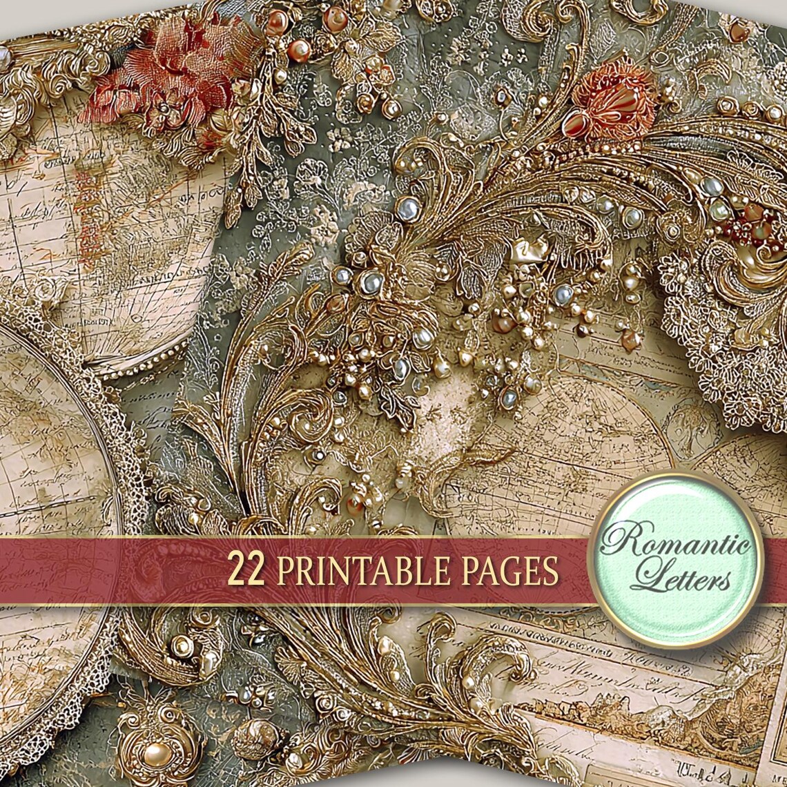 Vintage Ephemera Digital Scrapbook Paper Pack Printable Junk Journal ...