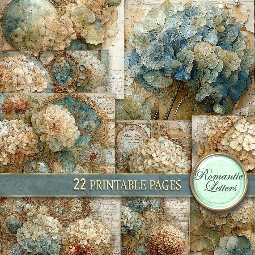 Digital Printable Scrapbook Paper Pack Junk Journal Pages Shabby Chic ...