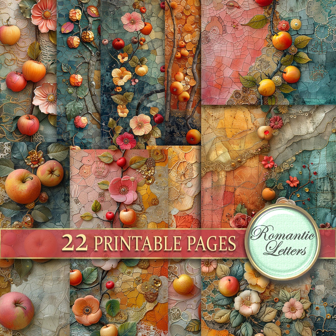 Digital Printable Scrapbook Paper Pack Summer Garden Patchwork Fabric ...