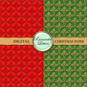 Christmas Digital Paper Pack Digital Christmas Scrapbook Paper Gold ...