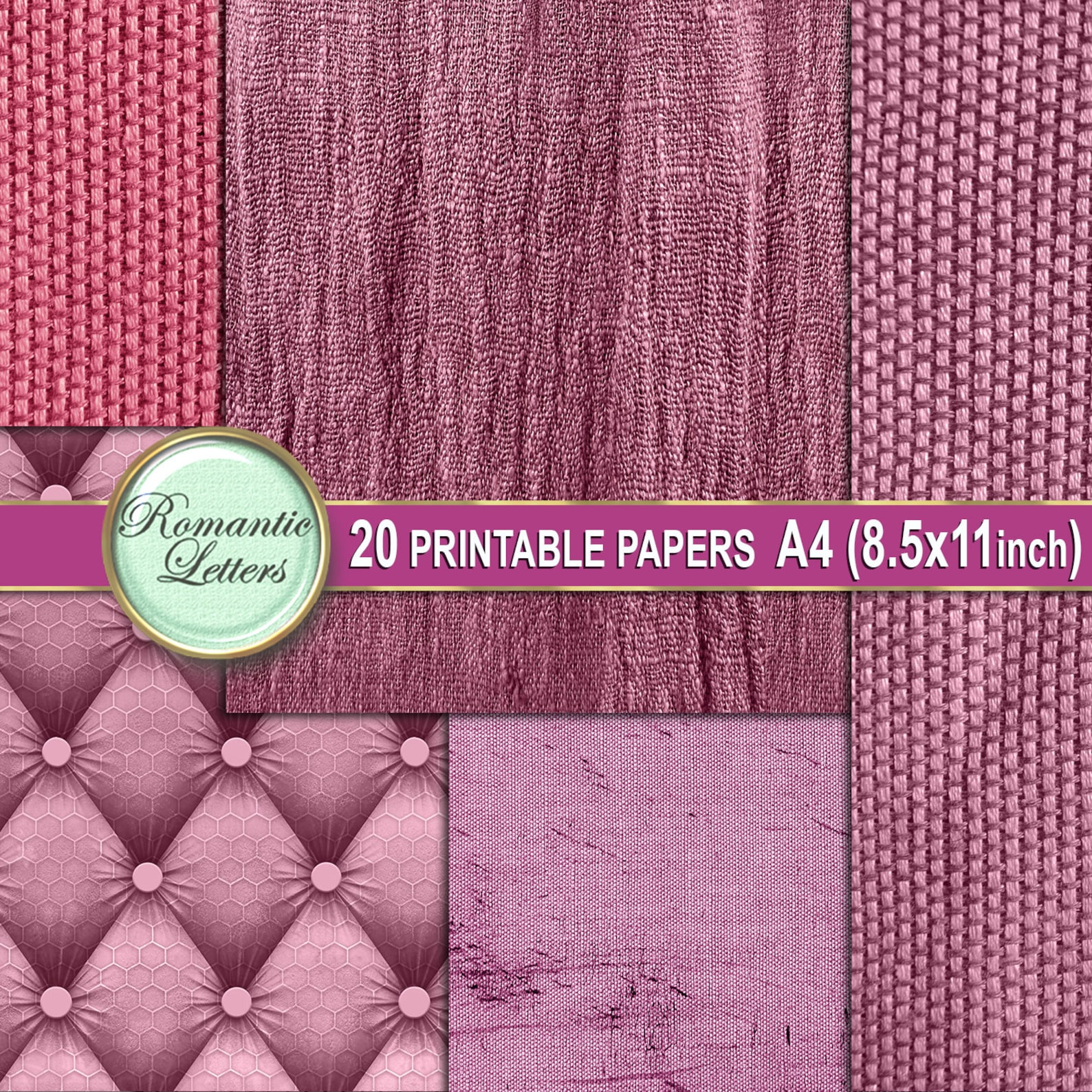 Digital Printable Linen Texture Digital Scrapbook Paper Pack | Etsy