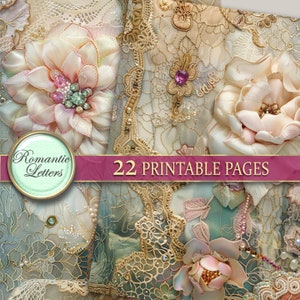 Digital Printable Scrapbook Paper Pack Embroidery Junk Journal Pages ...