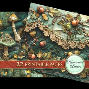 Autumn Forest Digital Printable Craft Paper Scrapbook Paper Pack Leaves ...
