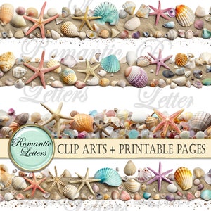 Beach Sea Shells Digital Clip Art Printable Scrapbook Frame Clipart ...