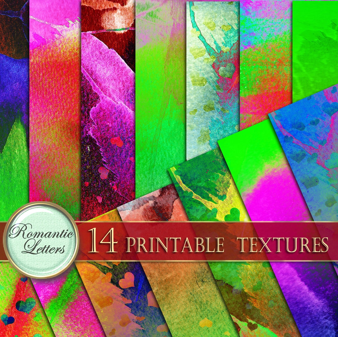 Neon Watercolor Digital Scrapbook Paper Bright Color Watercolor Digital ...