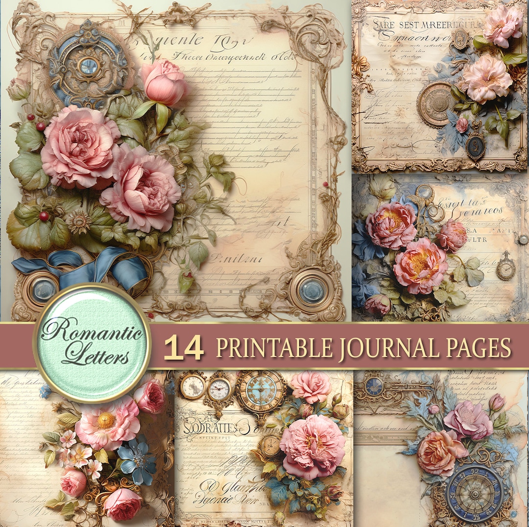 Floral Digital Scrapbook Paper Pack Shabby Chic ROSE Flowers Digital ...