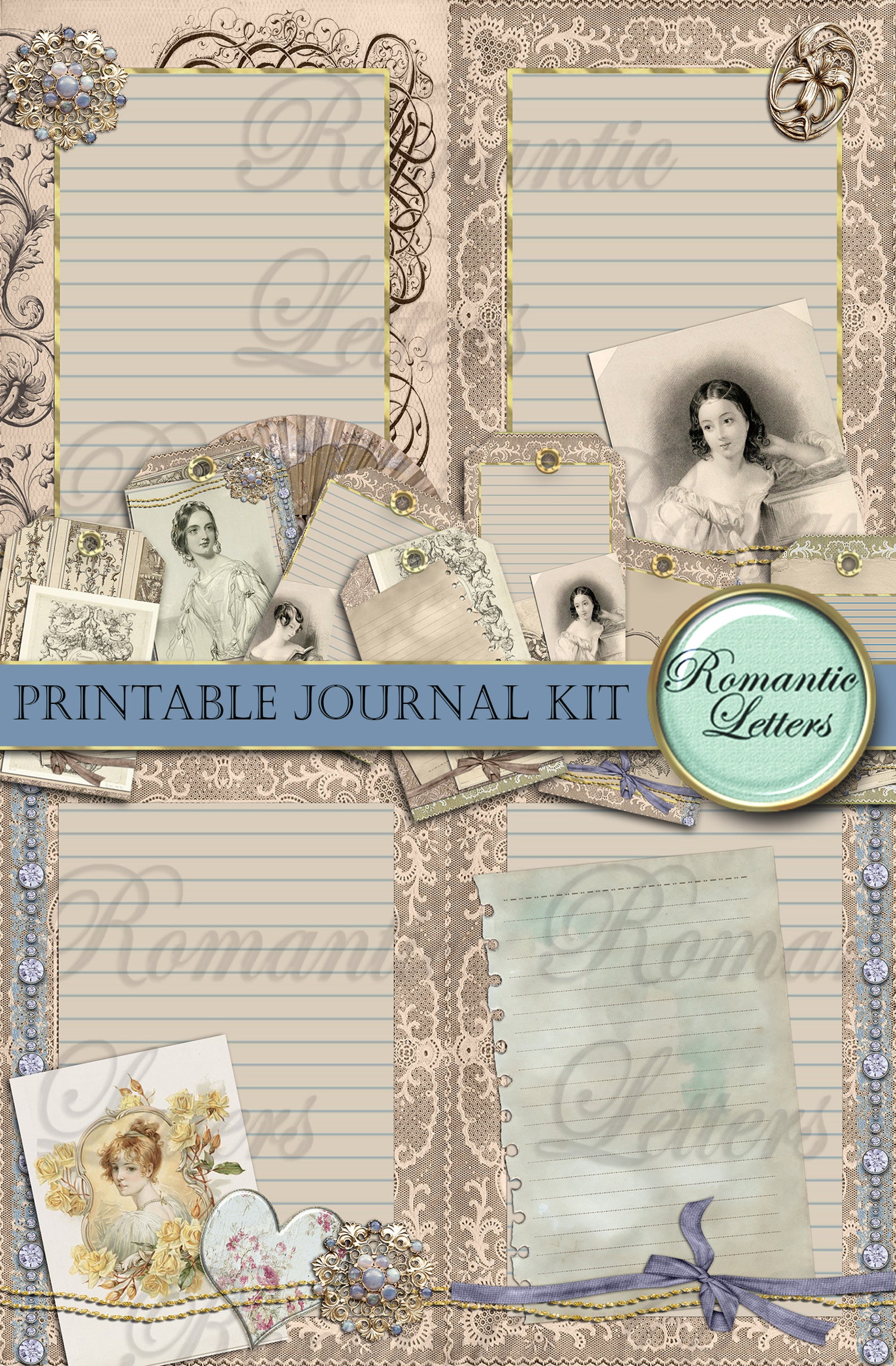 Printable Victorian Journal Kit Digital Collage Sheet - Etsy