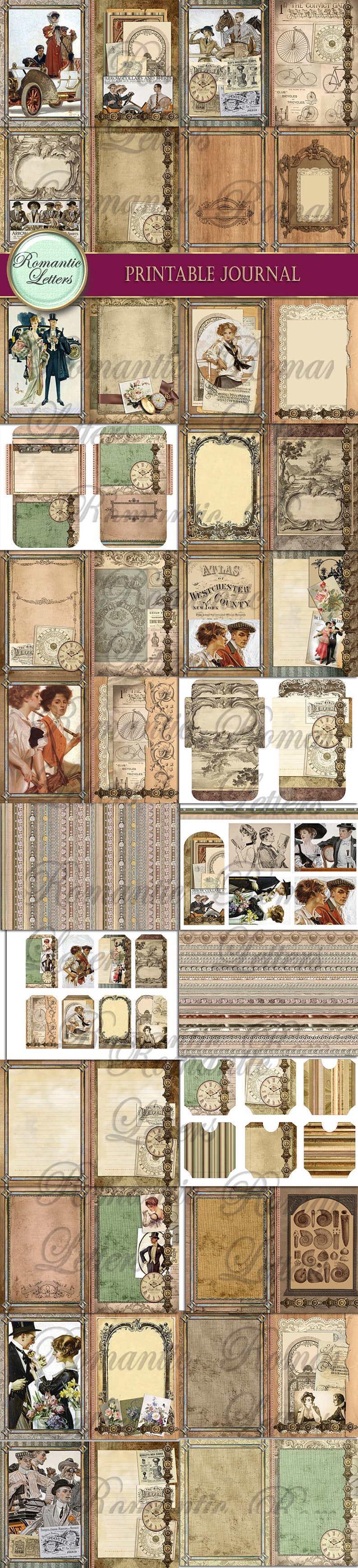 Printable Junk Journal Kit Vintage Digital Scrapbooking | Etsy