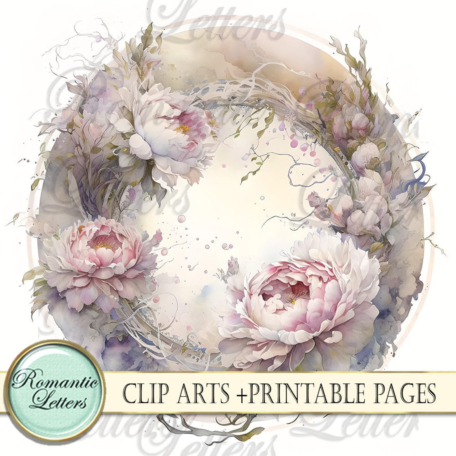 Digital Scrapbook Wedding Clip Art Flowers Watercolor Clipart Floral ...