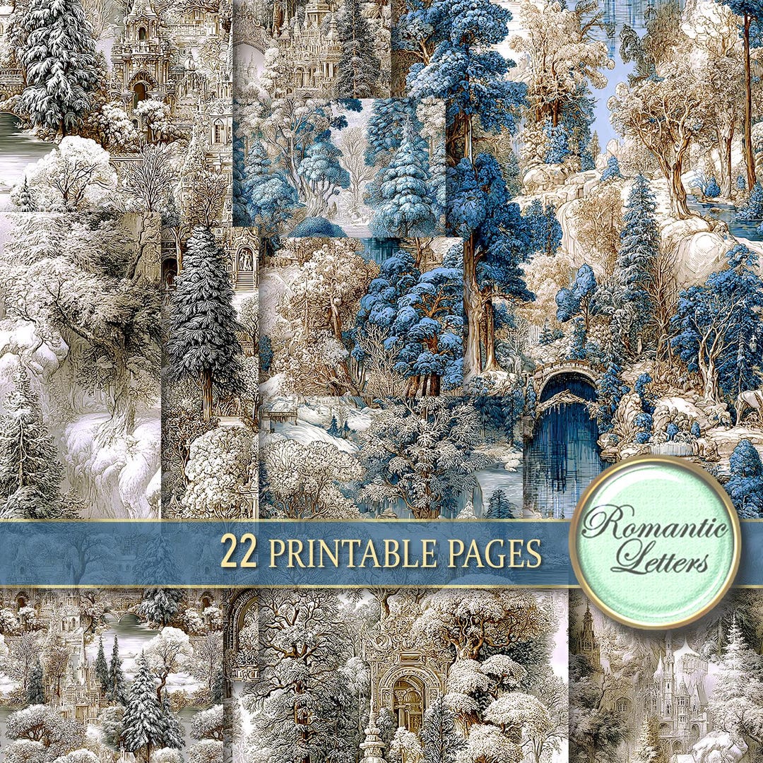 Winter Forest Digital Paper Pack Printable Winter Patterns Wedding ...