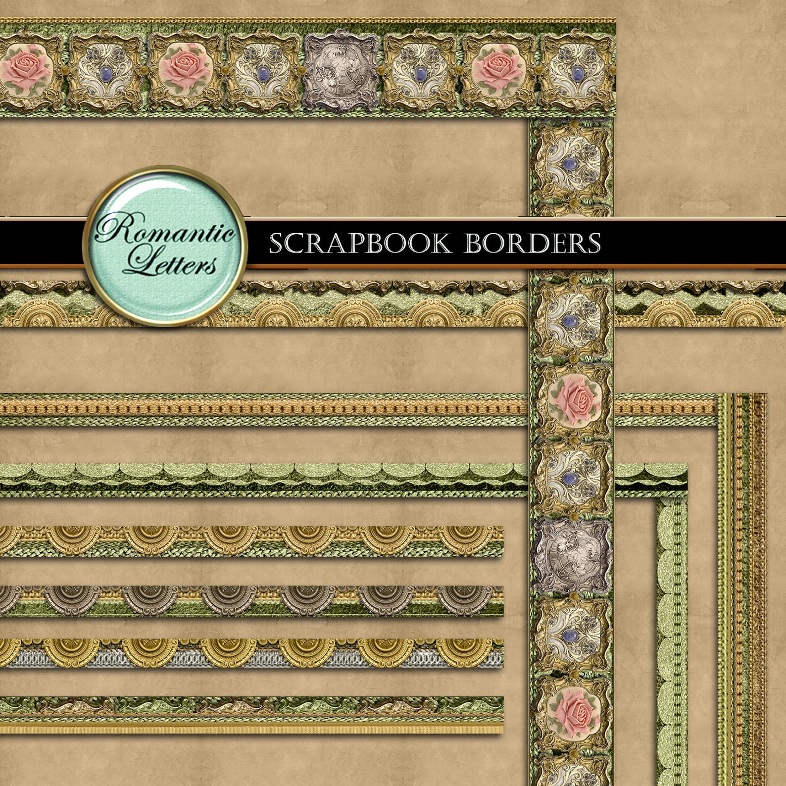 Digital Printable Scrapbook Borders Clip Art Gold Glitter - Etsy UK