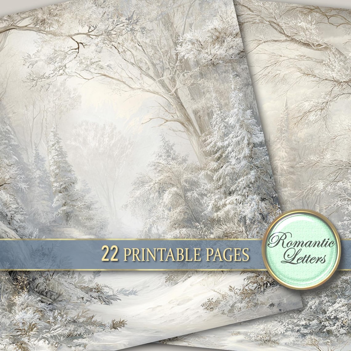 Winter Forest Digital Paper Pack Printable Winter Wedding Album Paper ...