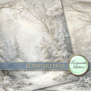 Winter Forest Digital Paper Pack Printable Winter Wedding Album Paper ...
