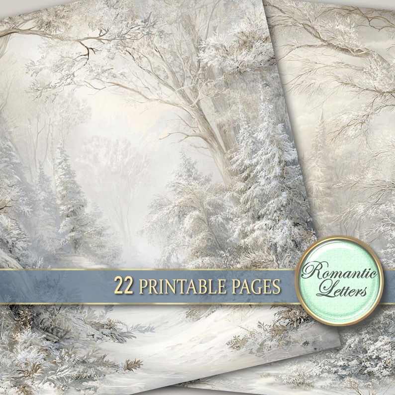Winter Forest Digital Paper Pack Printable Winter Wedding Album Paper ...