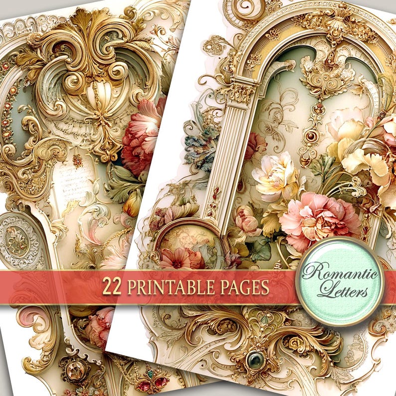 Digital Printable Scrapbook Paper Pack Shabby Chic Wedding Album Luxury ...