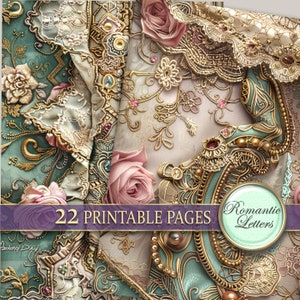 Digital Printable Scrapbook Paper Pack Junk Journal Pages Shabby Chic ...