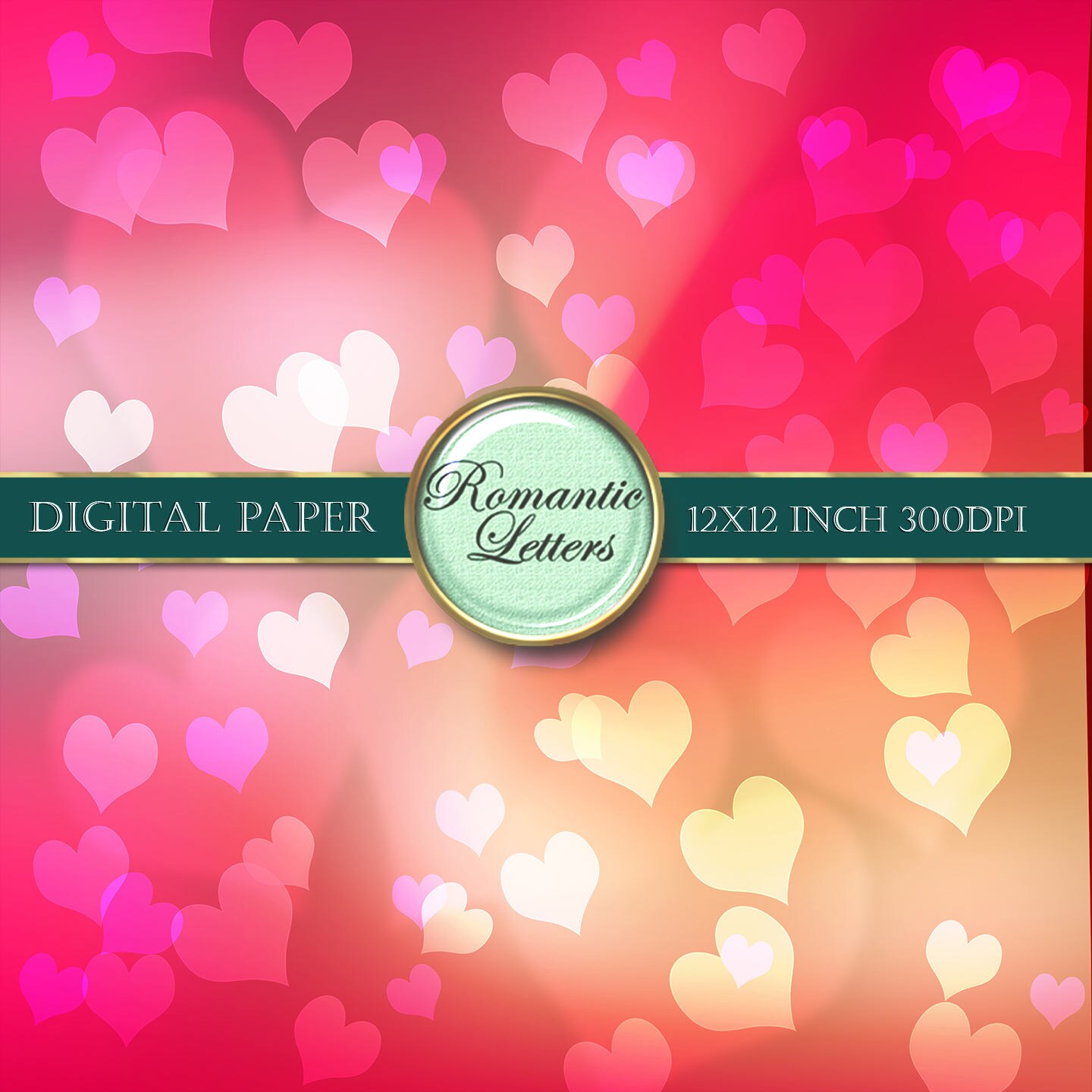 Valentine heart bokeh digital scrapbook paper love Valentine | Etsy