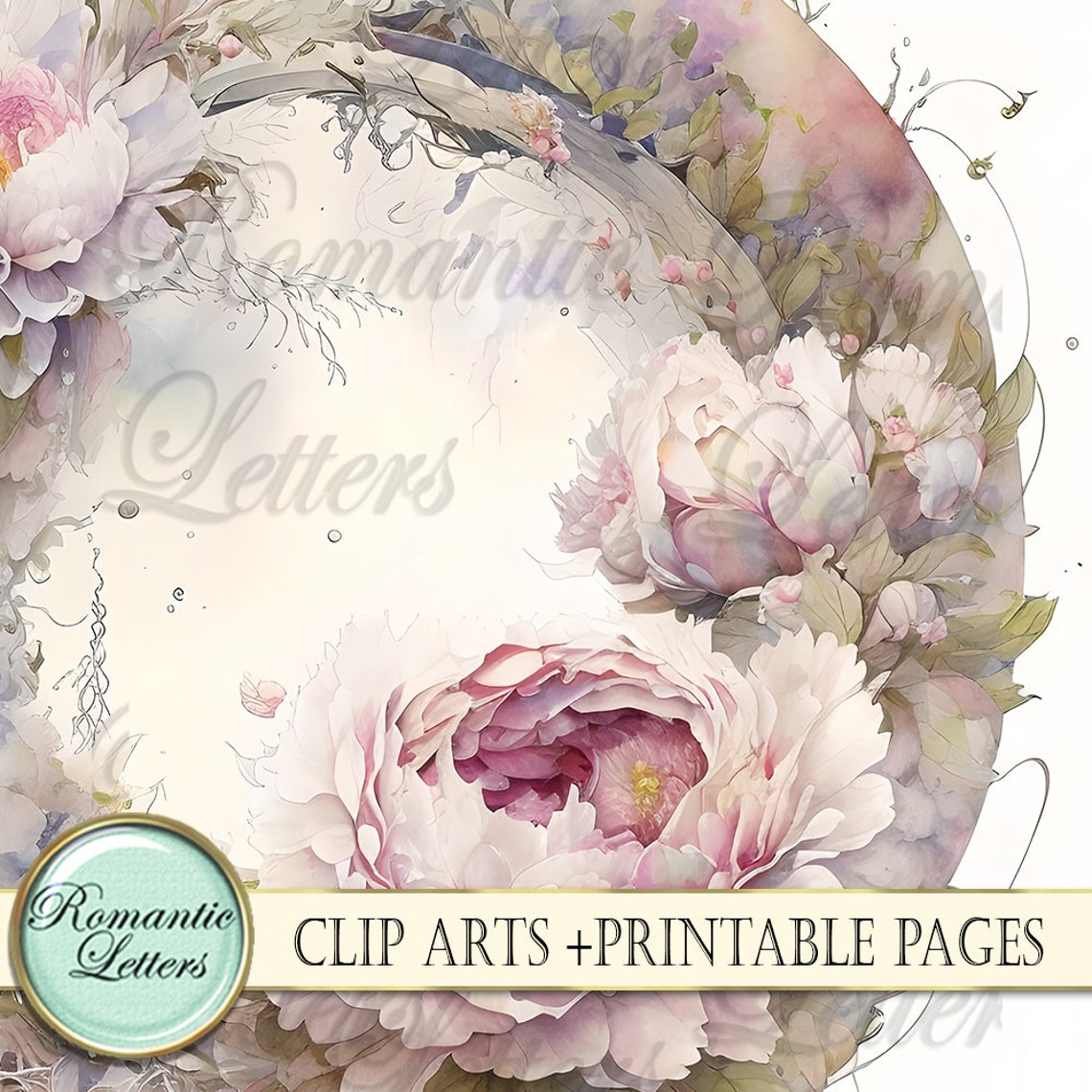 Digital Scrapbook Wedding Clip Art Flowers Watercolor Clipart Floral ...