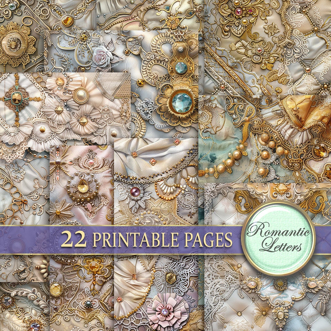 Digital Printable Scrapbook Paper Pack Shabby Chic Wedding Album Luxury ...