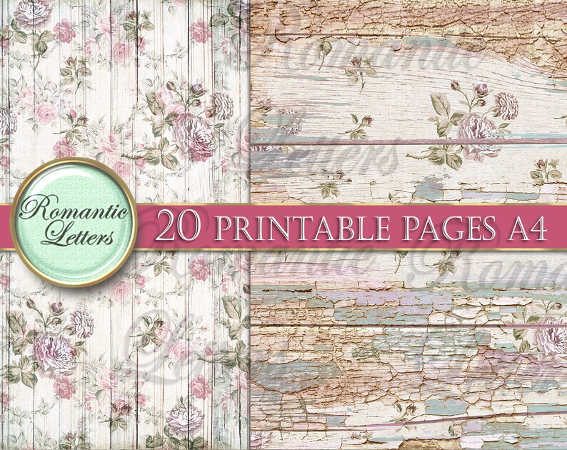 Digital Background Paper Shabby Chic Wedding Scrapbook Digital Paper ...