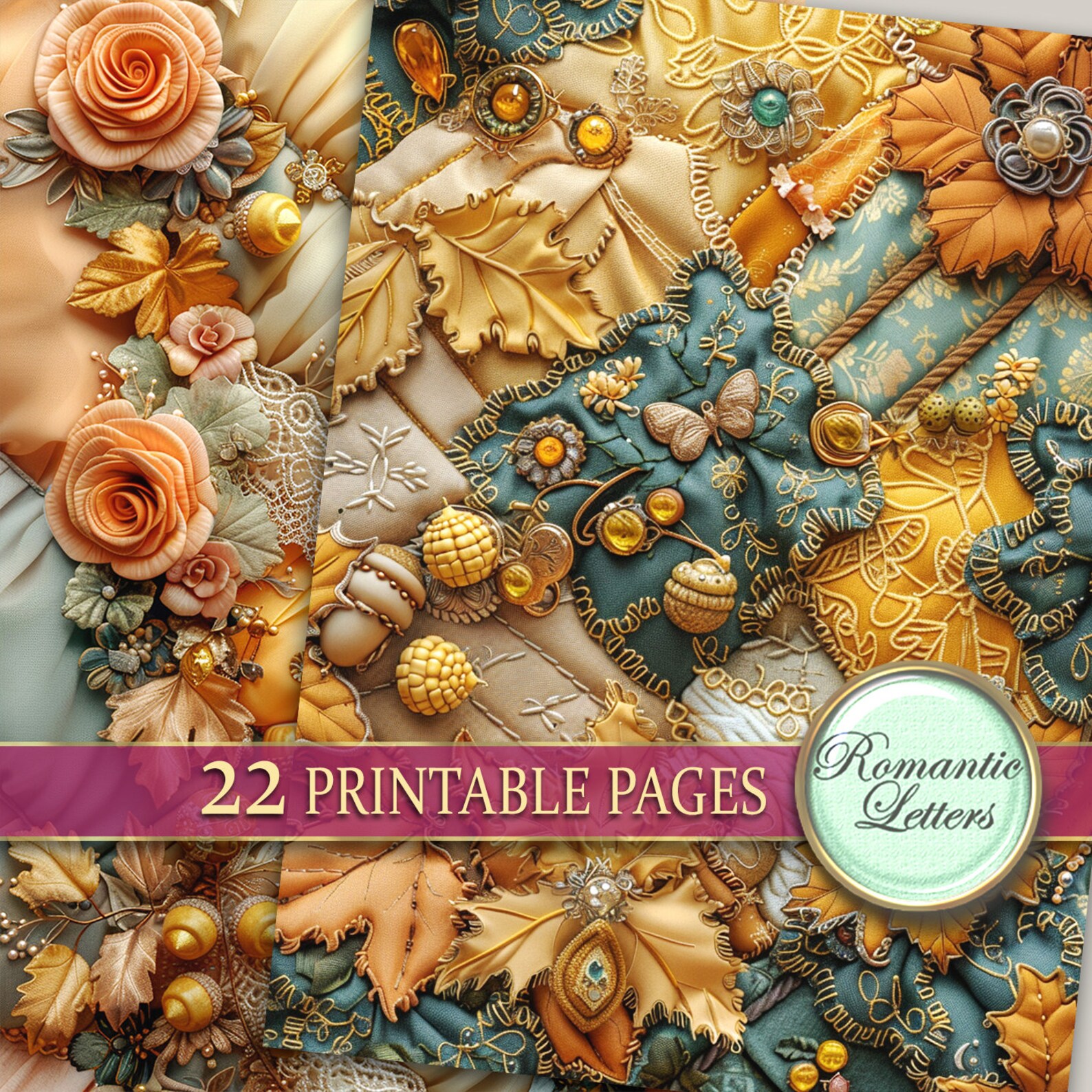 Digital Printable Craft Paper Scrapbook Paper Pack Embroidery Vintage ...
