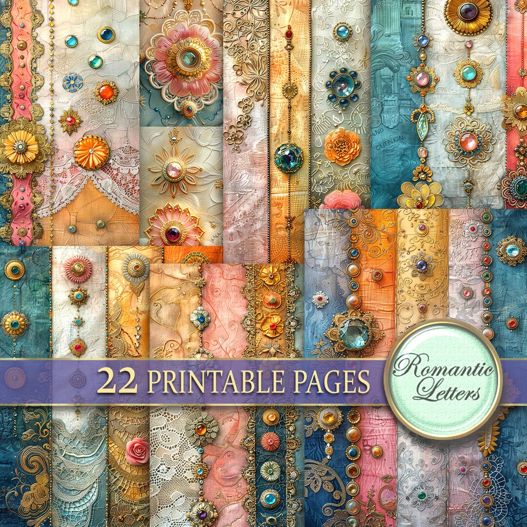 Digital Printable Scrapbook Paper Pack Patchwork Fabric Boho Printable ...