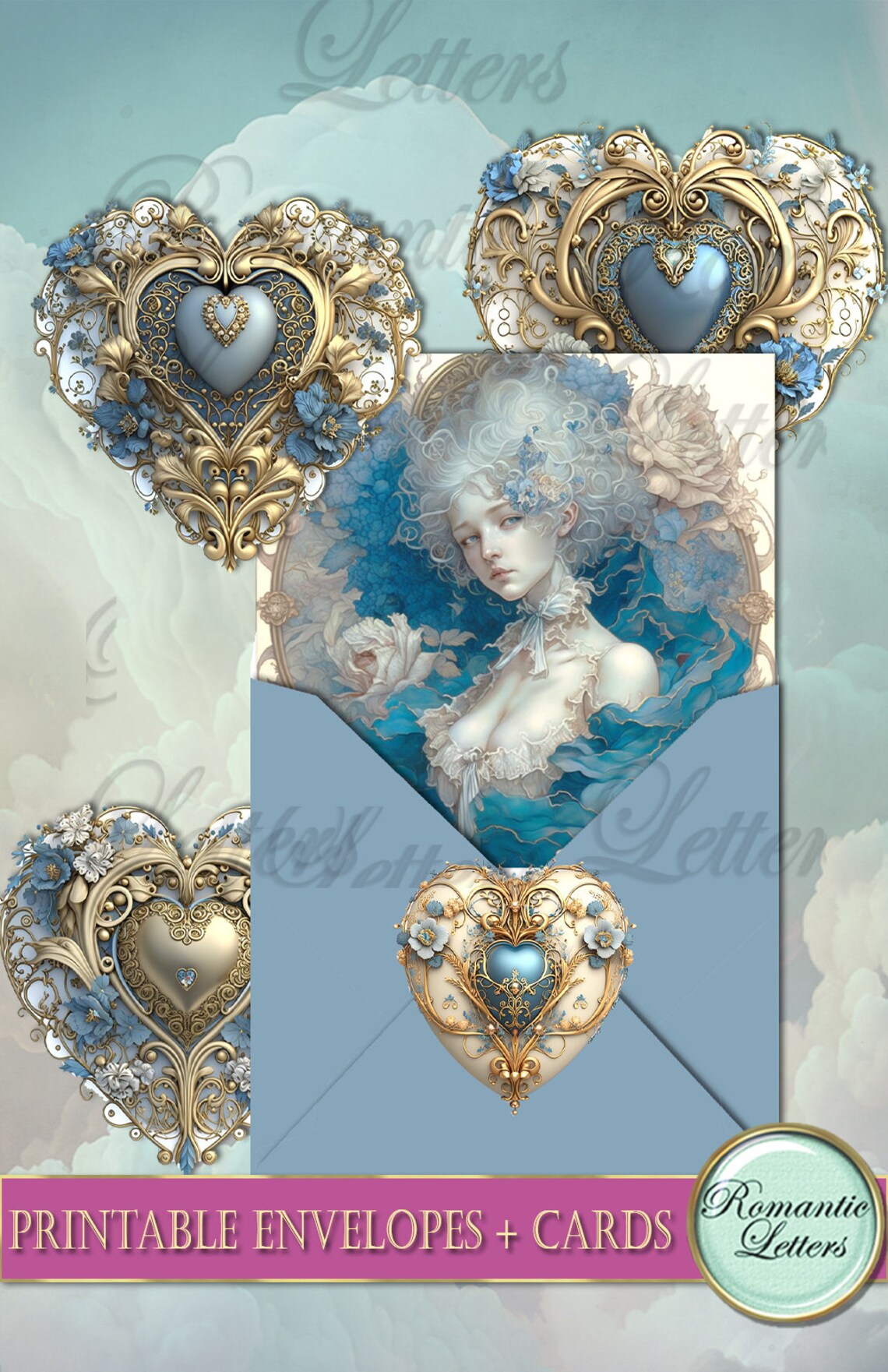 Printable Envelopes Cards Baroque Scrapbook Printable Junk Journal ...