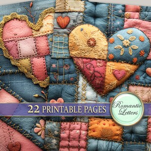 Patchwork Digital Printable Scrapbook Paper Pack Junk Journal Paper Fabric Stitched Printable ...