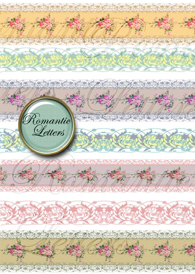Digital Scrapbook Border vintage digital lace floral baby | Etsy
