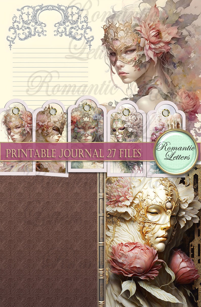 Venice Carnival Printable Junk Journal Kit Digital Printable Junk ...