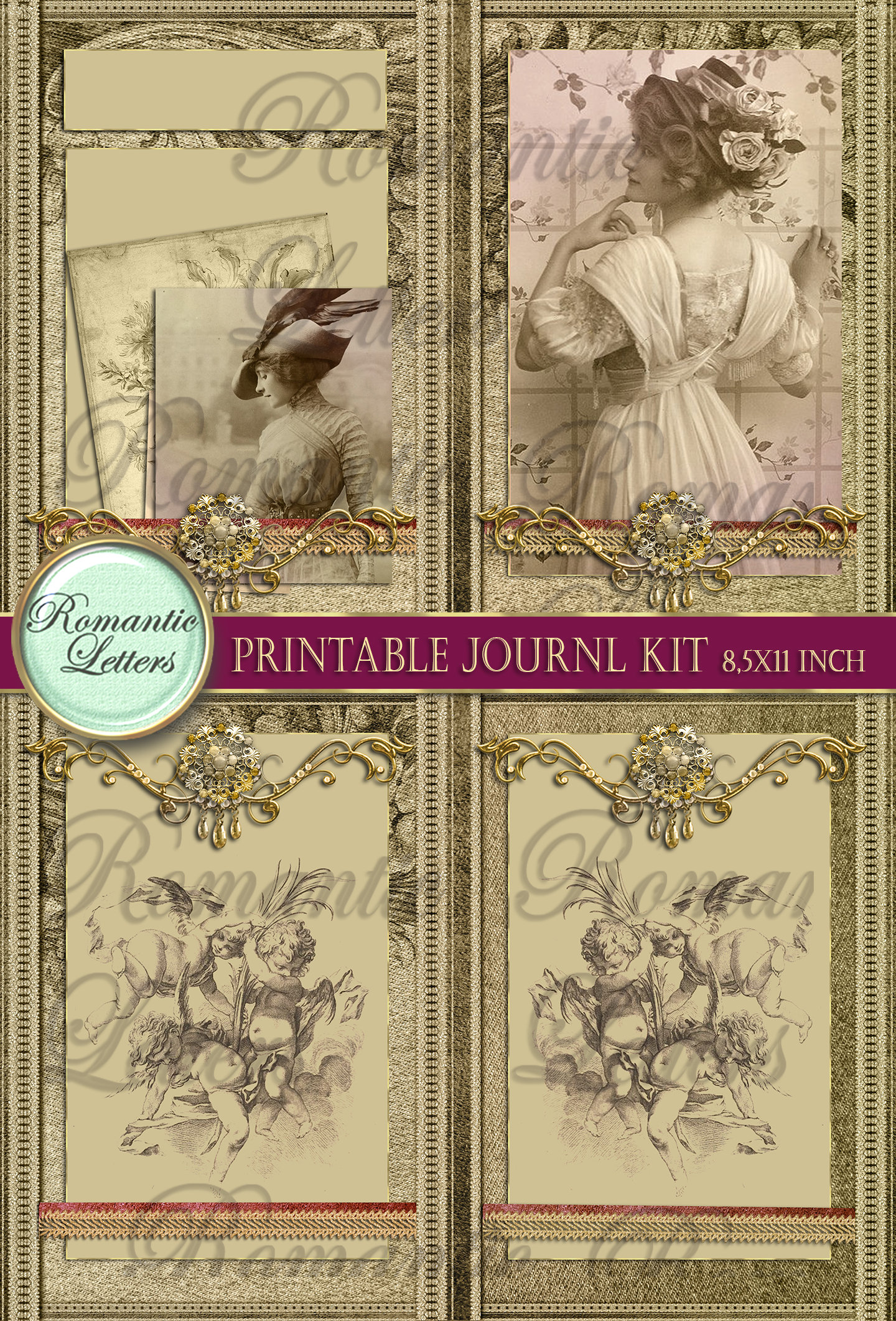 Printable Junk Journal Kit Digital Scrapbooking Paper Printable Craft ...