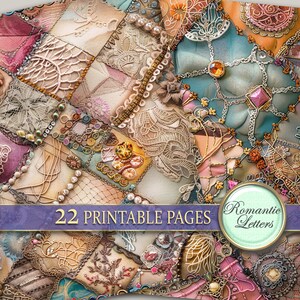 Digital Printable Scrapbook Paper Pack Shabby Chic Fabric Boho ...