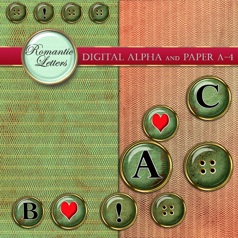 Digital Scrapbook Alphabet Digital Clip Art Digital Letters - Etsy