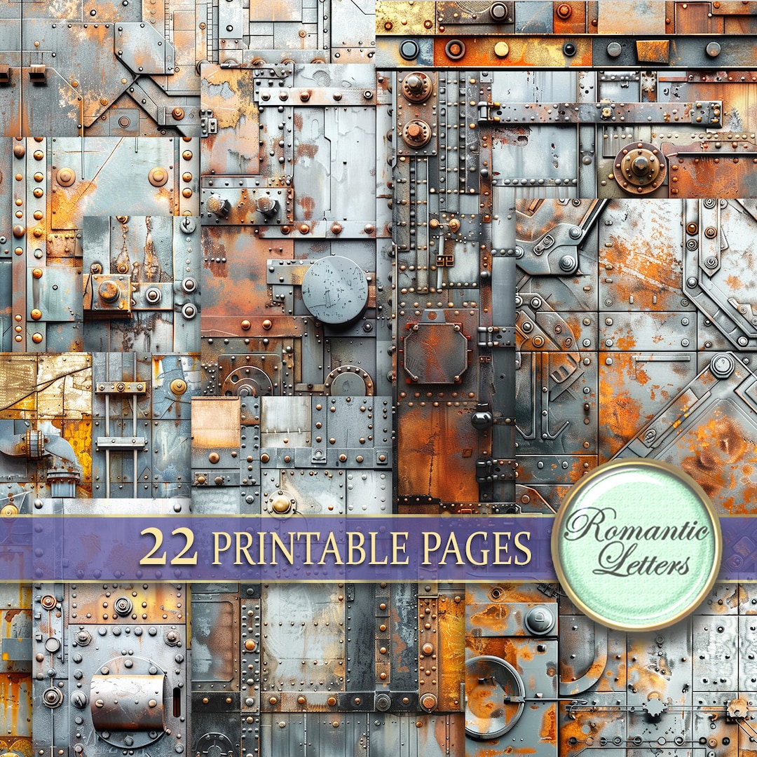 Rust Metal Texture Steampunk Printable Paper Pack Scrapbook Printable ...